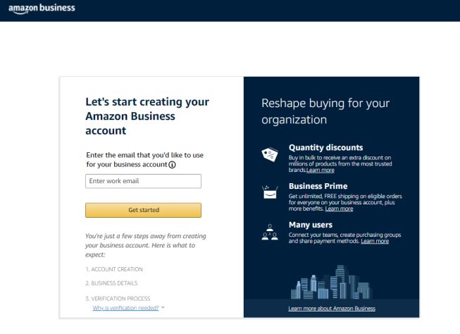 Steps to register for Amazon Business