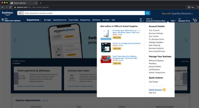 Account Switching | Manage Amazon Accounts | Amazon Business